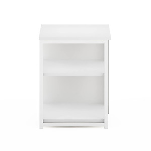 Furinno Camnus Modern Living End Sofa Side Table/Nightstand with Metal Frame Support, Solid White/White