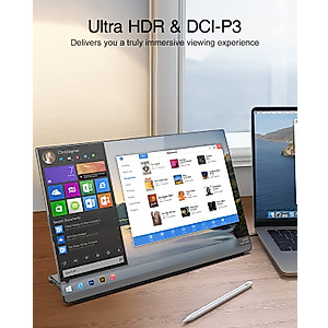 EHOMEWEI 15.6" 1080P Portable Monitor Touchscreen, FHD USB C Mini HDMI Second External Screen Laptop Computer HDR IPS Display, Gaming Monitor for Laptop PC Mac Phone PS5 Xbox Switch
