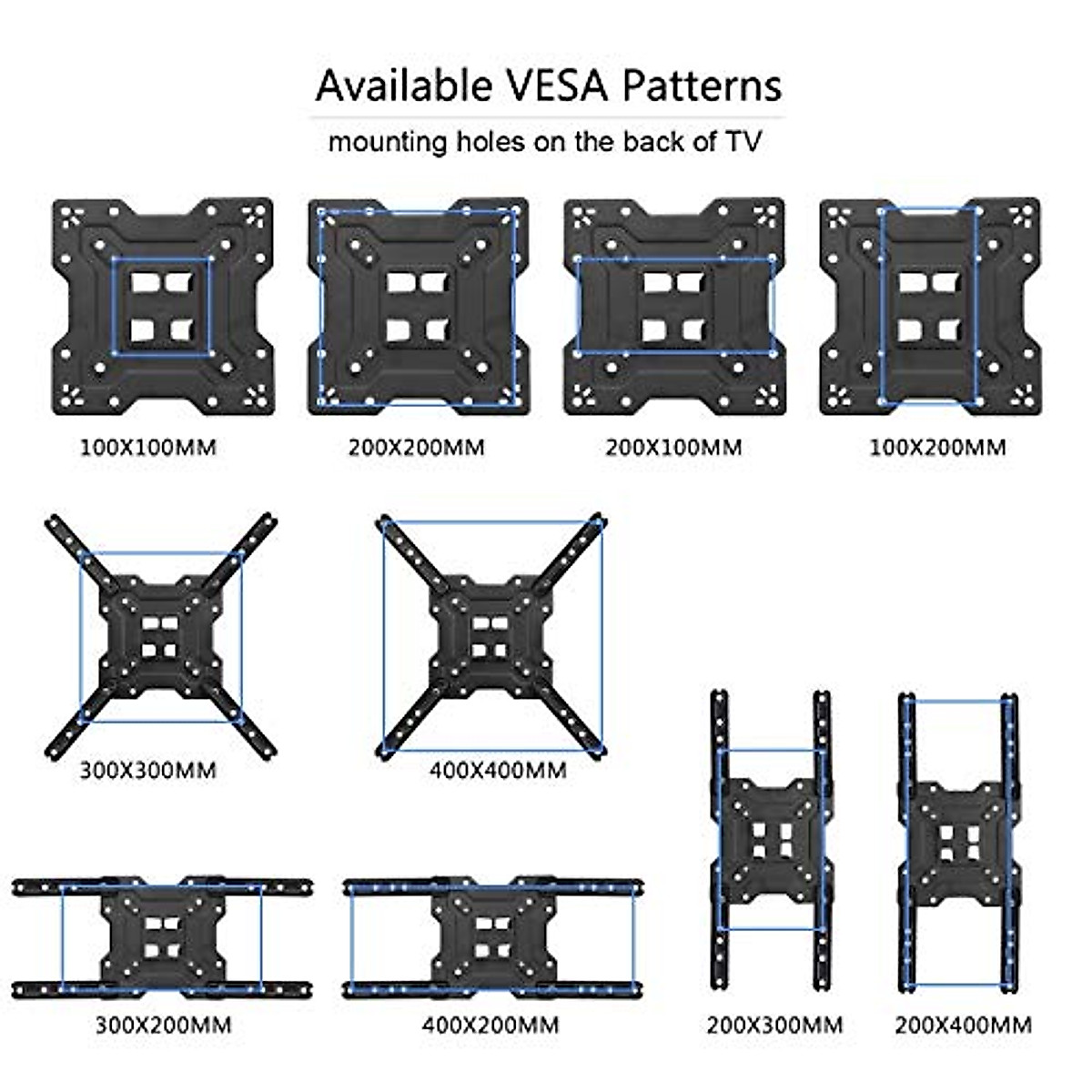 Suptek TV Wall Mount Swivel and Tilt Full Motion for Most 23 to 55 inch TV Mount up to 55lbs max VESA 400x400mm (A1+)