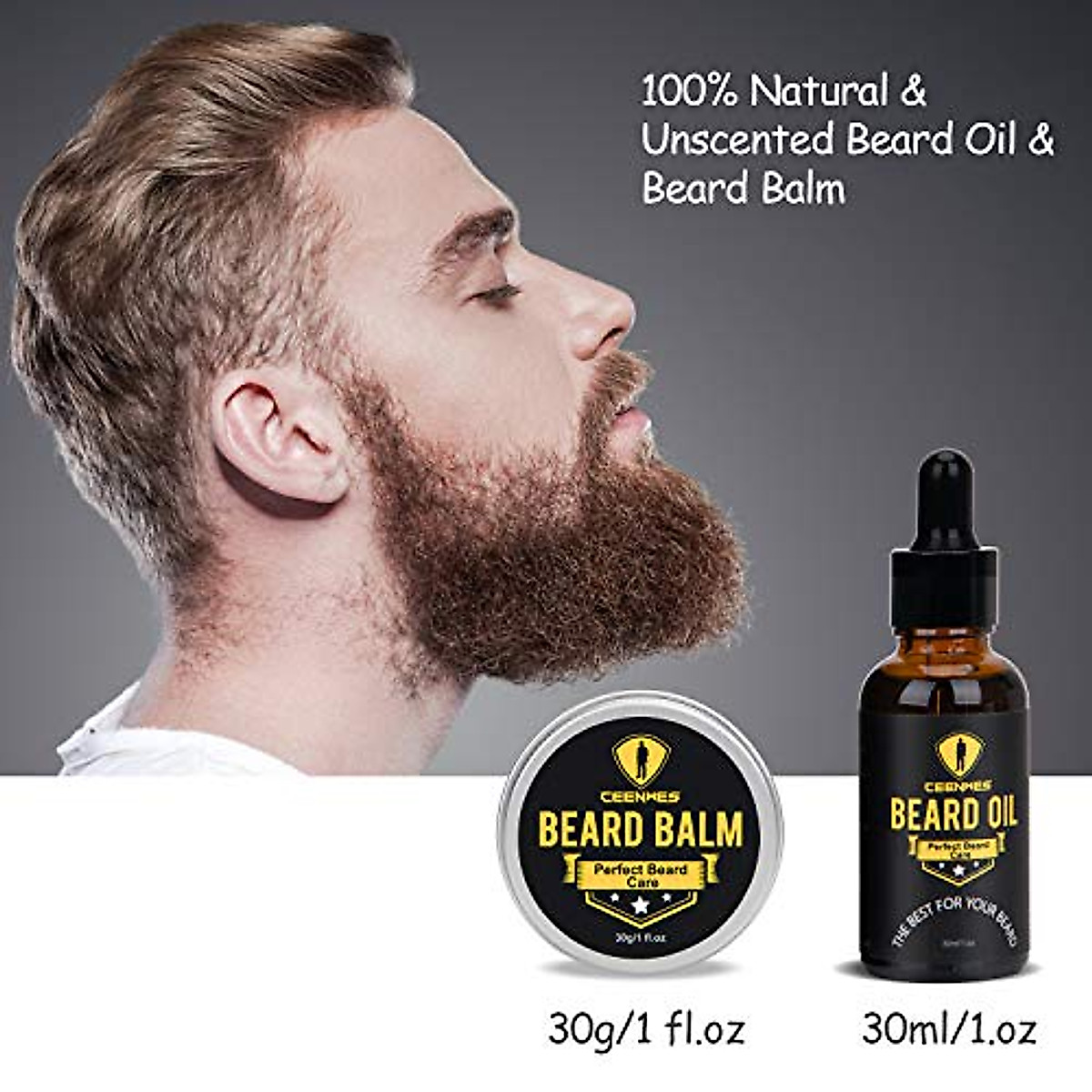 Ceenwes Upgraded Beard Grooming Kit with Beard Conditioner ,Beard Oil, Beard Brush, Beard Comb, Beard Balm, Beard Shampoo, Beard & Mustache Scissors Storage Bag, Beard Growth & Trimming Kit for Men Care Perfect Christmas Gifts for Dad/Boyfriend