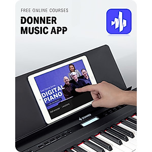 Donner DEP-20 Beginner Digital Piano 88 Key Full Size Weighted Keyboard, Portable Electric Piano with Furniture Stand, 3-Pedal Unit