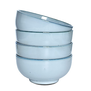 Bosmarlin Ceramic Bowl Set of 4, Dishwasher and Microwave Safe (5.75 Inches, Grey)