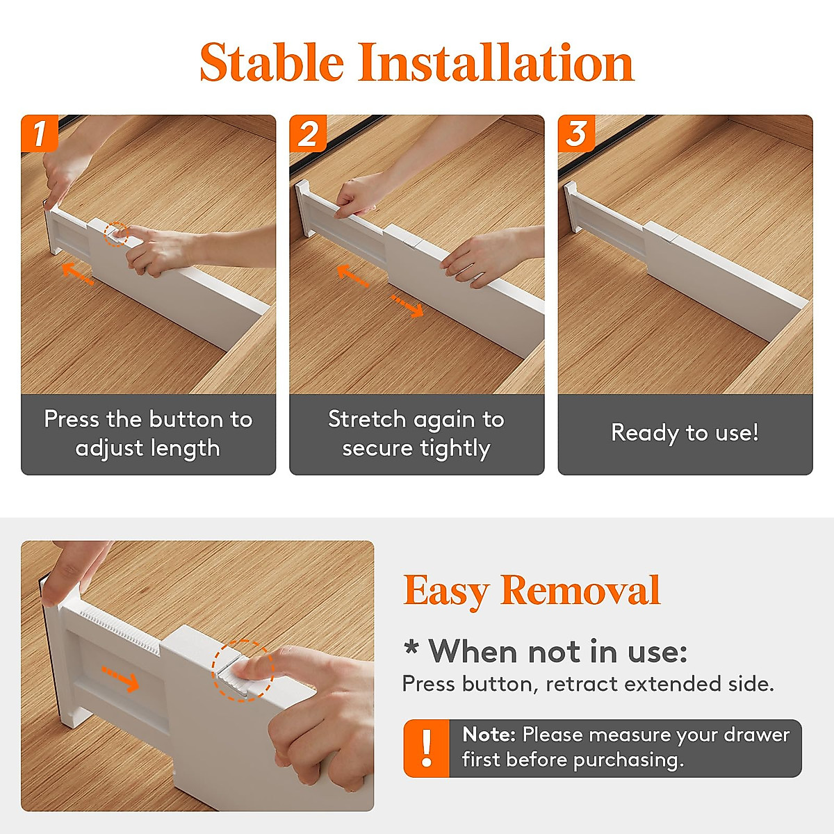 Lifewit 5 Pack Drawer Dividers Plastic 4" High, 13.5-22" Adjustable Drawer Organizers for Clothes, Expandable Dresser Separators in Bedroom/Bathroom/Kitchen/Fridge/Office Organization and Storage