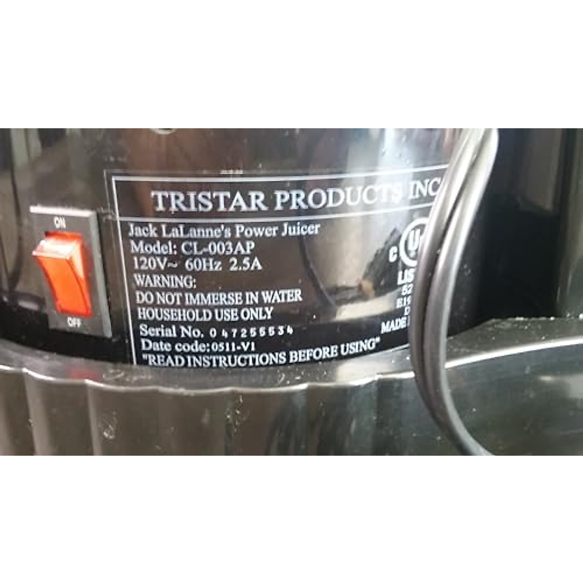 JACK LALANNE CL003AP 600 RPM Motor Power Juicer, Black