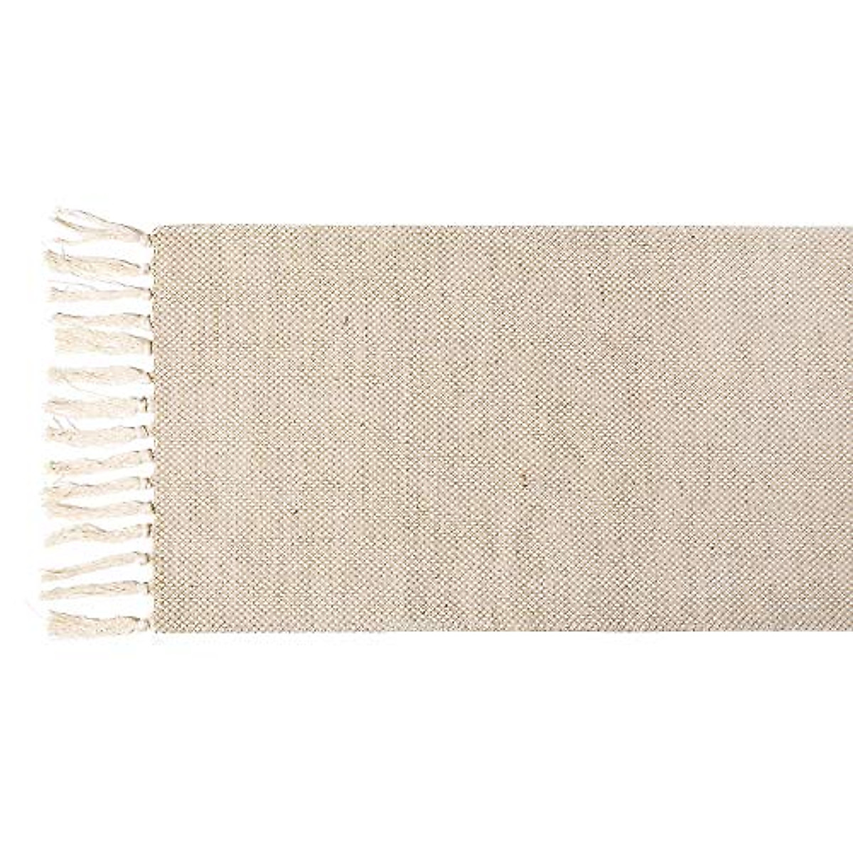 13 x 72 inch Fall Farmhouse Cotton Linen Table Runner with Handcraft Tassel, Rustic Jute Burlap Table Runners 72 Inches Long for Dining Room, Dresser Decor - Waffle
