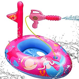 Korigey Mermaid Pool Floats Kids with Water Gun, Pool Toys for Kids Aged 3-8 Years, Toddler Pool Float for Girls, Mermaid Inflatable Float for Pool, Beach and Any Summer Party Gift (36’’x 27’’)