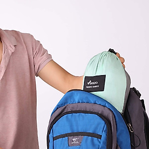 GEEZO Double Camping Hammock, Lightweight Portable Parachute (2 Tree Straps 16 LOOPS/10 FT Included) 500lbs Capacity Hammock for Backpacking, Camping, Travel, Beach, Garden