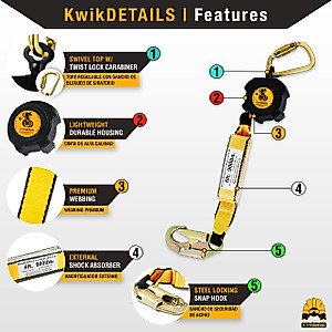 KwikSafety - Charlotte, NC - COBRA WEB 10' Self Retracting Lifeline [NO TANGLE + EXTERNAL SHOCK ABSORBER] Class A SRL ANSI OSHA Retractable Fall Arrest Construction Roofing PPE Gear
