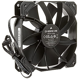 Corsair SP120 Elite, 120mm PWM Hydraulic Bearing Case Fan with CORSAIR AirGuide Technology - Low-Noise, 24.7 dBA, Fan Speeds from 300 RPM - 1,300 RPM, 45.4 CFM, Single Pack - Black