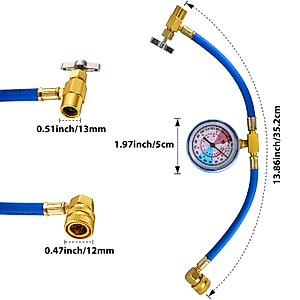3 Pieces BPV31 Bullet Piercing Tap Valve Kits U-Charging Hose Refrigerant Can Tap with Gauge R134a Can to R12/R22 Port 1/2 Replace for AP4502525 BPV31D GPV14 GPV31 GPV38 GPV56 MPV31