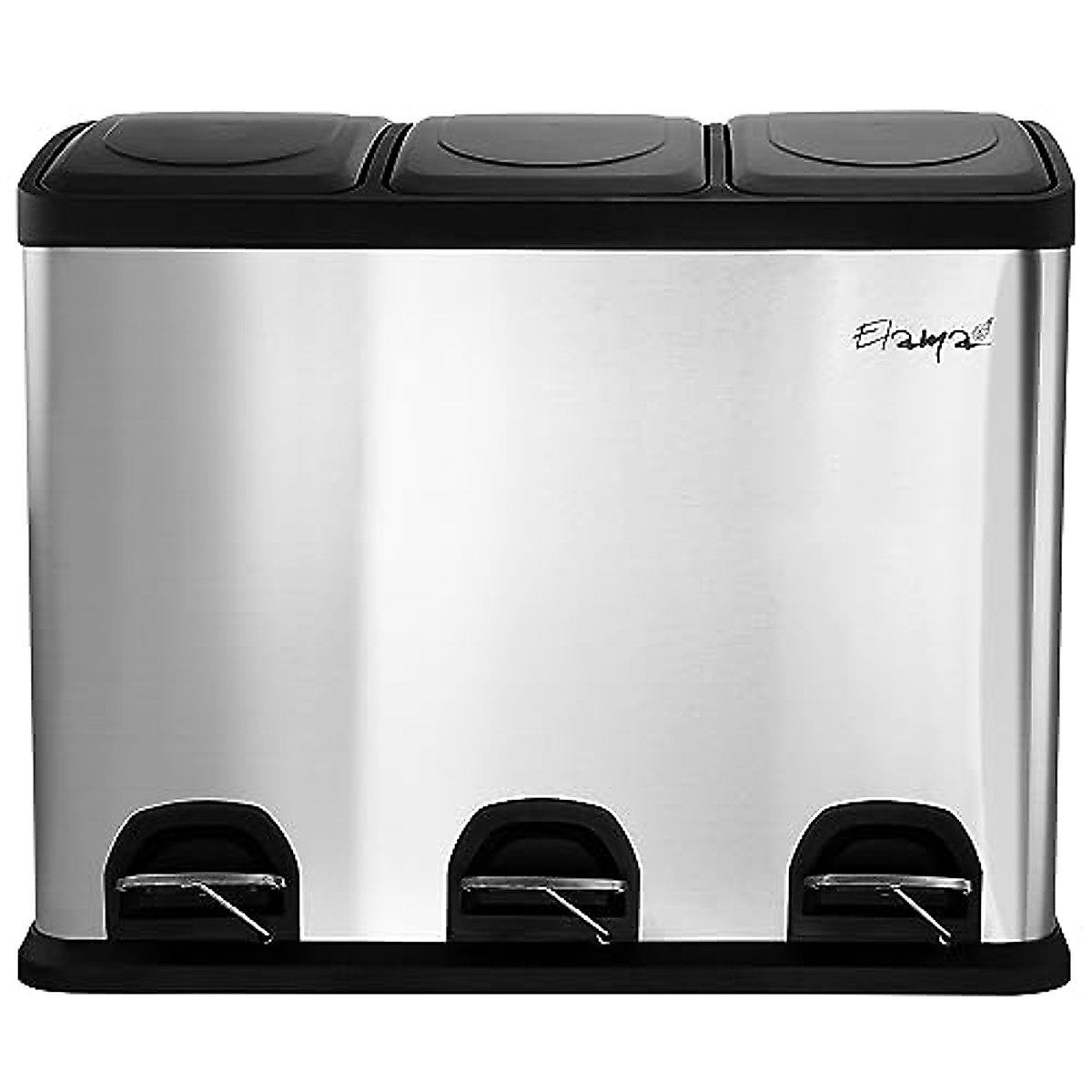 Elama 3 Section 15 Liter/4 Gallon Each Section Trash and Recycling Step Bin