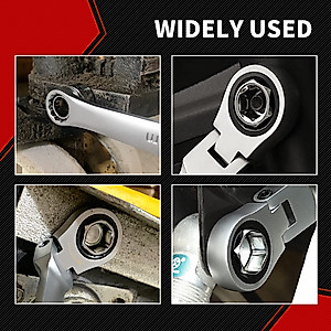 AKM TOOL 27 PC Flex Head Ratcheting Wrench Set, Metric | 72-Tooth | 8-22mm | Extra Long Double Box End Ratchet Wrench Flex Head Wrench Set