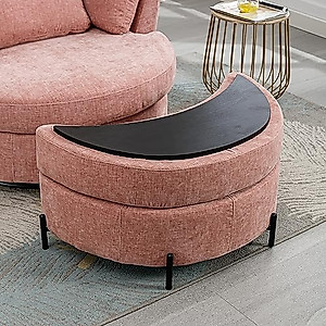 Oversized Swivel Accent Barrel Chair with Storage Bench Large Ottoman+4 Pillows,Comfy Upholstered 360 Recliner Sofa Club Chaise Leisure Round Loveseat Lounge Armchair for Living Room/Hotel/Nursery