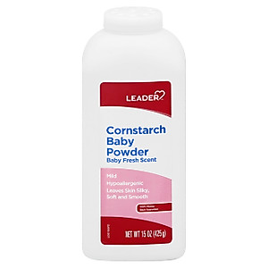 LEADER Cornstarch Baby Powder, Baby Fresh, 15oz Each