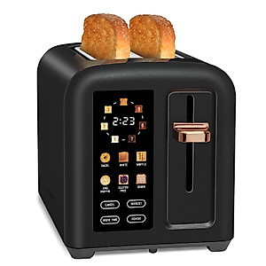 SEEDEEM Toaster 2 Slice, Touch Control Stainless Toaster LCD Display, 50% Faster Heating Speed, 1.4'' Wide Slots, More Timer Functions, Removable Crumb Tray, 1350W, Dark Chocolate