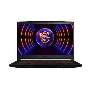 MSI GF63 Gaming Laptop 2023 15.6" FHD 144Hz Display 10-Core 12th Intel i7-12650H Nvidia RTX 4050 6GB 32GB DDR4 2TB M.2 SSD WiFi 6 Type-C RJ-45 Backlit Keyboard Windows 10 Home w/RATZK 32GB USB