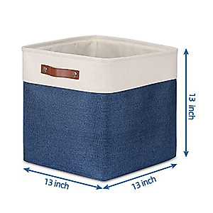 Temary Storage Baskets for Cube Organizer 10Pack Fabric Basket with Handles for Organizing Cube Storage Bins Storage Basket Shelf Baskets for Home Office Closet (White&Blue)
