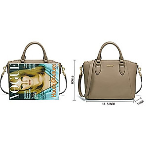 Satchel Handbags For Women Genuine Leather Shoulder Tote Handbags With Adjustable Strap (Grey)