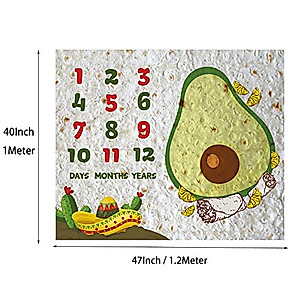 Burrito Baby Month Milestone Blanket for Photo Taken - Avocado Age Blanket