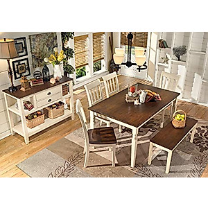 Signature Design by Ashley Whitesburg Cottage Dining Room Server with 2 Storage, Brown & White