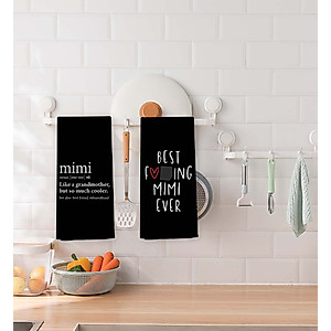 Best Mimi Ever Kitchen Towels and Dishcloths,16 x 24 Inch Set of 2 Soft and Absorbent Mimi Definition Hand Towels Tea Towels Dish Towels Sets,Grandma Birthday Mother’s Day