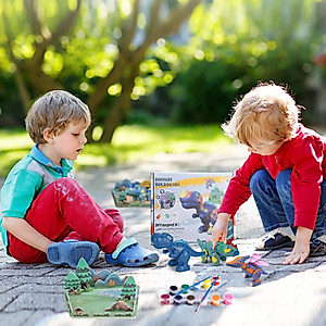 ThinkMax Magnetic Dinosaur Toys for Kids, Take Apart toys with Light, Roar Sound, Play Mat & Painting Kit, Kids Trex Christmas Birthday Gifts for Boys Girls 2 3 4 5 Year Old, Medium, Green Blue Purple