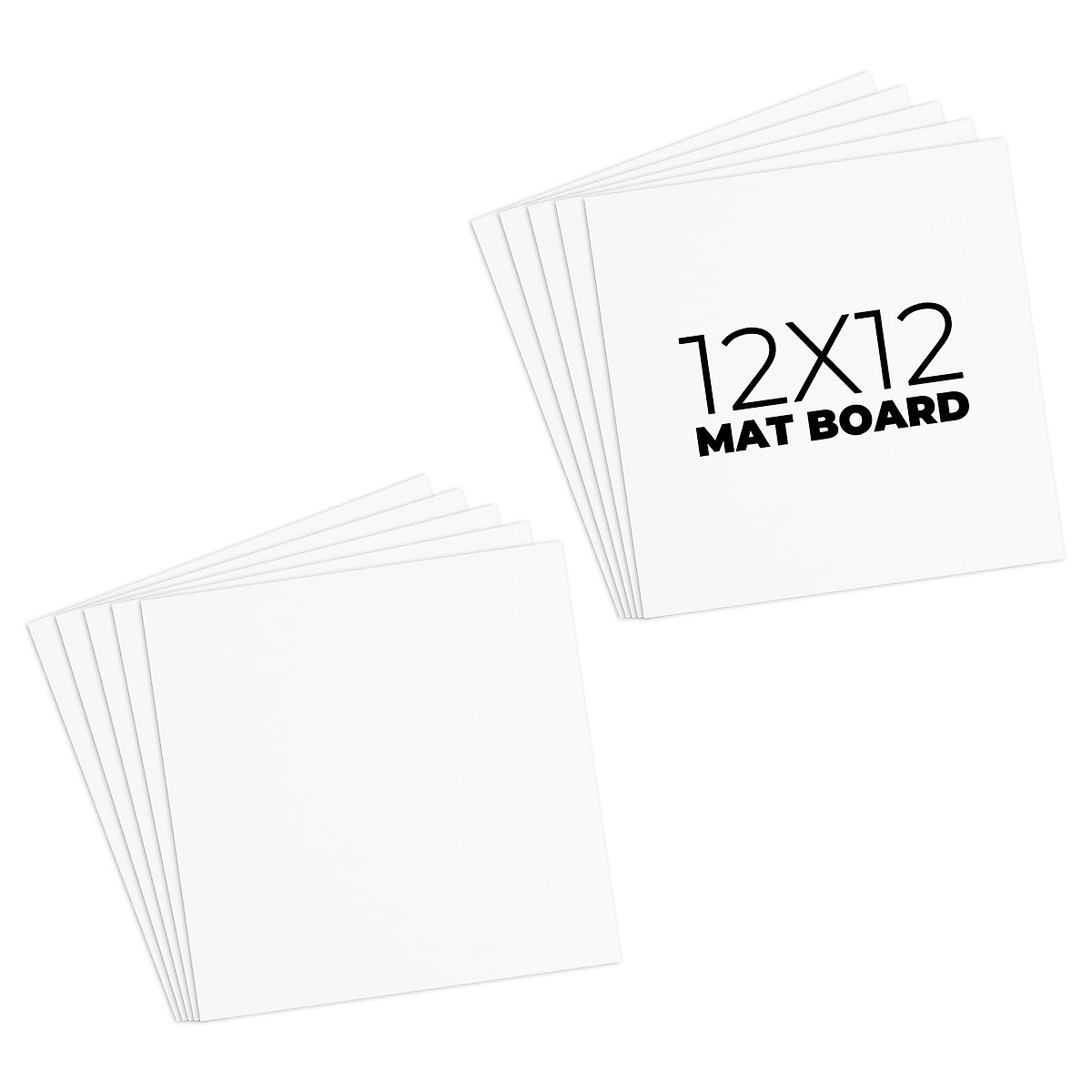 Frametory, 12x12 White Uncut Picture Mat Boards, Backing Boards for Frames, Photos, Crafts - Pack of 12