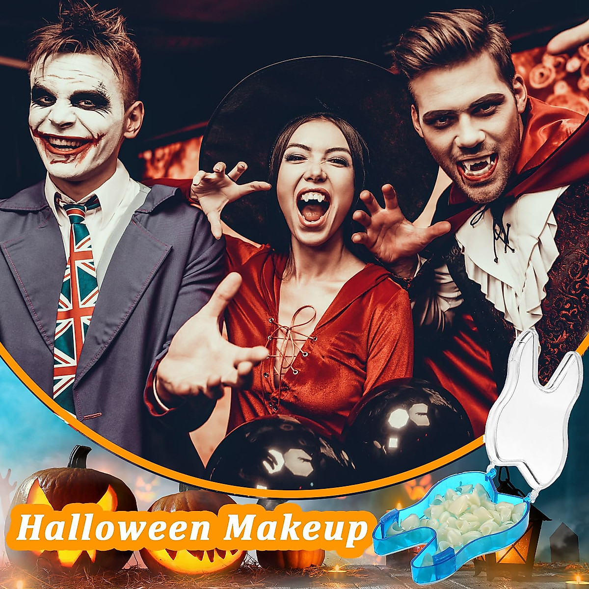 Nuanchu Halloween Resin Fake Teeth Prop Veneers False Mixed Front and Molar Posterior Teeth for Halloween Cosplay Party Makeup Scary Theme Party Costume Accessories