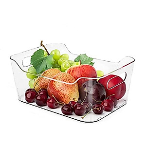 Refrigerator Organizer Bins Storage Clear Plastic BPA Free Storage Containers with Handles for Fridge, Freezer, Cabinet, Kitchen, Bathroom, Pantry