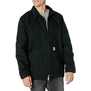 Carhartt mens Loose Fit Washed Duck Sherpa-lined Coat, Black, Large US