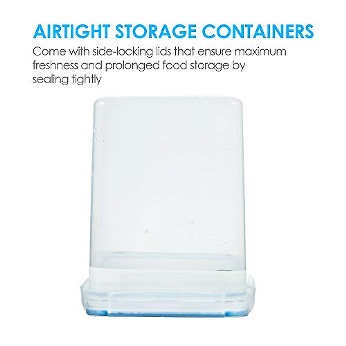 Vtopmart Large Food Storage Containers 5.2L / 176oz, 4 Pieces BPA Free Plastic Airtight Food Storage Canisters for Flour, Sugar, Baking Supplies, with 4 Measuring Cups and 24 Labels, Blue