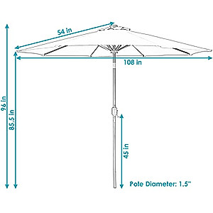 Sunnydaze 9-Foot Outdoor Patio Market Umbrella with Solar LED Lights, Crank and Push Button Tilt - Backyard, Garden, Pool and Deck Shade - Aluminum Pole and Polyester Canopy - Red