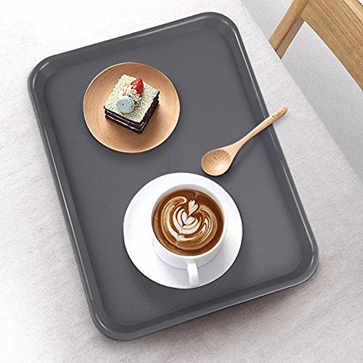 Wekioger Grey Plastic Serving Trays, 4 Packs Fast Food Trays
