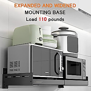LEMYEF Stainless Steel Adjustable Wall Shelf or Household Grade Wall Mount Microwave Oven Shelf with Fixing Kit, Commercial Storage Rack, countertop Multifunctional Storage Rack (13-26 Black)