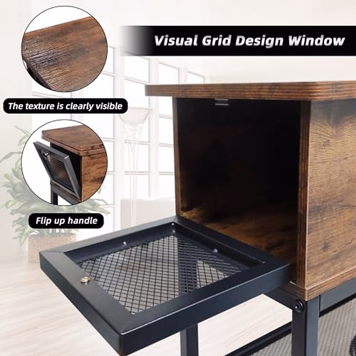 Side Table Living Room with Side Opening and Flip Top, 12" D x 24" W x 28" H, Narrow End Table Rustic End Tables with USB Ports and Outlets, Narrow Side Table(2 Pack)