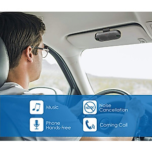 Besign BK06 Bluetooth 5.0 in Car Speakerphone with Visor Clip, Wireless Car Kit for Handsfree Talking, Motion Auto On, Siri Google Assistant Support, Dual 2W Speakers