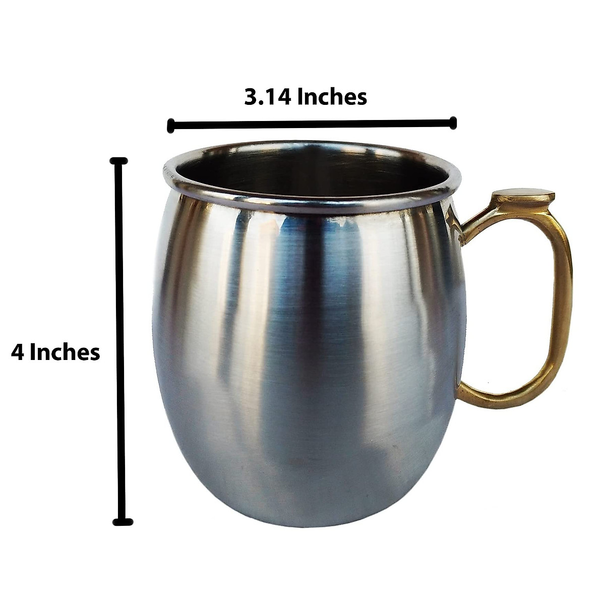 Rastogi Handicrafts Set of-4, Stainless Steel Moscow Mule Mugs Capacity-16 oz,Thumb brass handle Cold Coffee Mug/Beer Mug/Cup, Moscow Mule Mugs For Cold Drink Only