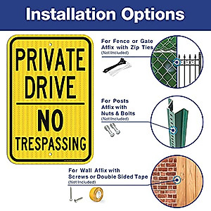 Faittoo Private Drive Sign, No Trespassing Sign, 18 x 12 Inches Engineer Grade Reflective Sheeting Rust Free Aluminum, Weather Resistant, Waterproof, Durable Ink, Easy to Mount, Indoor & Outdoor Use
