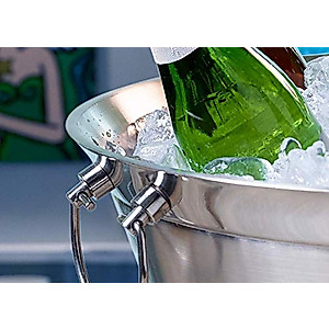 BirdRock Home Double Wall Round Beverage Tub - Stainless Steel - Ice Bucket - Metal Decorative Drink Cooler - House Party - Handles Small Container - Large