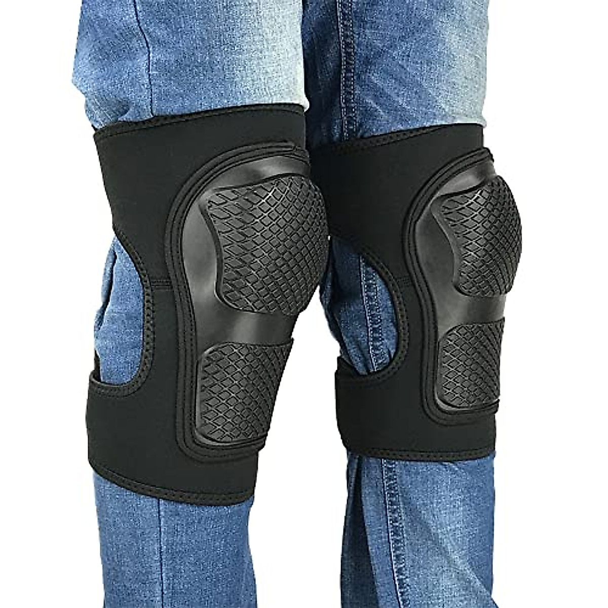 MiJiTrio Knee Pads Construction Heavy-Duty Work Knee Pads - Professional Non-Slip Hard-Shell Tactical Knee Protector with EVA Cushion Support soft and comfortable- For Construction, Gardening (Large)