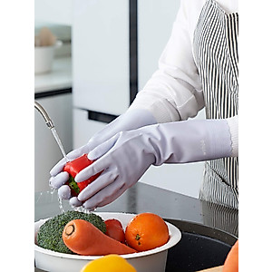 LANON 3 Pairs wahoo Skin-Friendly Cleaning Gloves, Unlined Dishwashing Kitchen Gloves, Reusable, Non-Slip, Icelandic Blue, Small