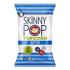 SkinnyPop Butter Popcorn, Gluten Free, Non-GMO, Healthy Popcorn Snacks, Skinny Pop, 4.4oz Grocery Size Bag