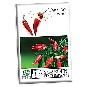 "Tabasco" Red Hot Chili Pepper Seeds for Planting, 50+ Heirloom Seeds Per Packet, (Isla's Garden Seeds), Non GMO Seeds, Botanical Name: Capsicum frutescens, Great Home Garden Gift
