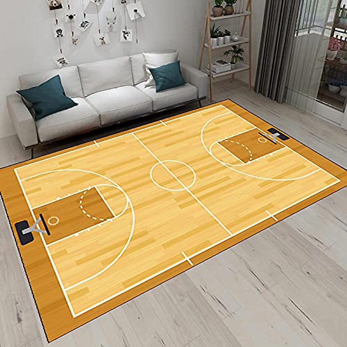Sport Football Field Area Floor Rug, Brown Soccer Field Kids Carpet, Living Room Rug Soft Washable Fade Resistant Durable Carpet for Kitchen Bedroom Doormat Decor Gift, 2x3ft