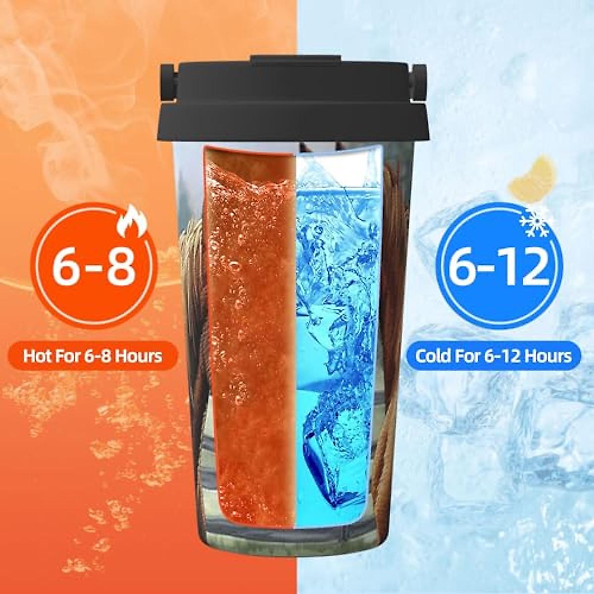 GTKSYNVE Reusable Coffee Mug with Lid and Handle, Animals Embroidery Paintings Horses Tumbler for Hot & Cold Drinks 16oz Stainless Steel Insulated Coffee Tumblers Double Wall Vacuum Thermal Cup