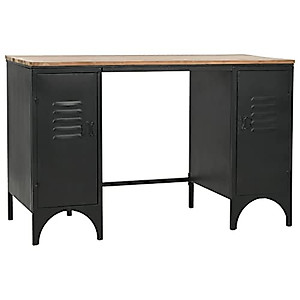YUHI-HQYD Double Pedestal Desk,Secretary Desk,Studio Desk,Home Office Desks,with 2 Large Cabinets,Easy to Assemble,for Office or Home Study,Solid Firwood and Steel 47.2"x19.6"x29.9"