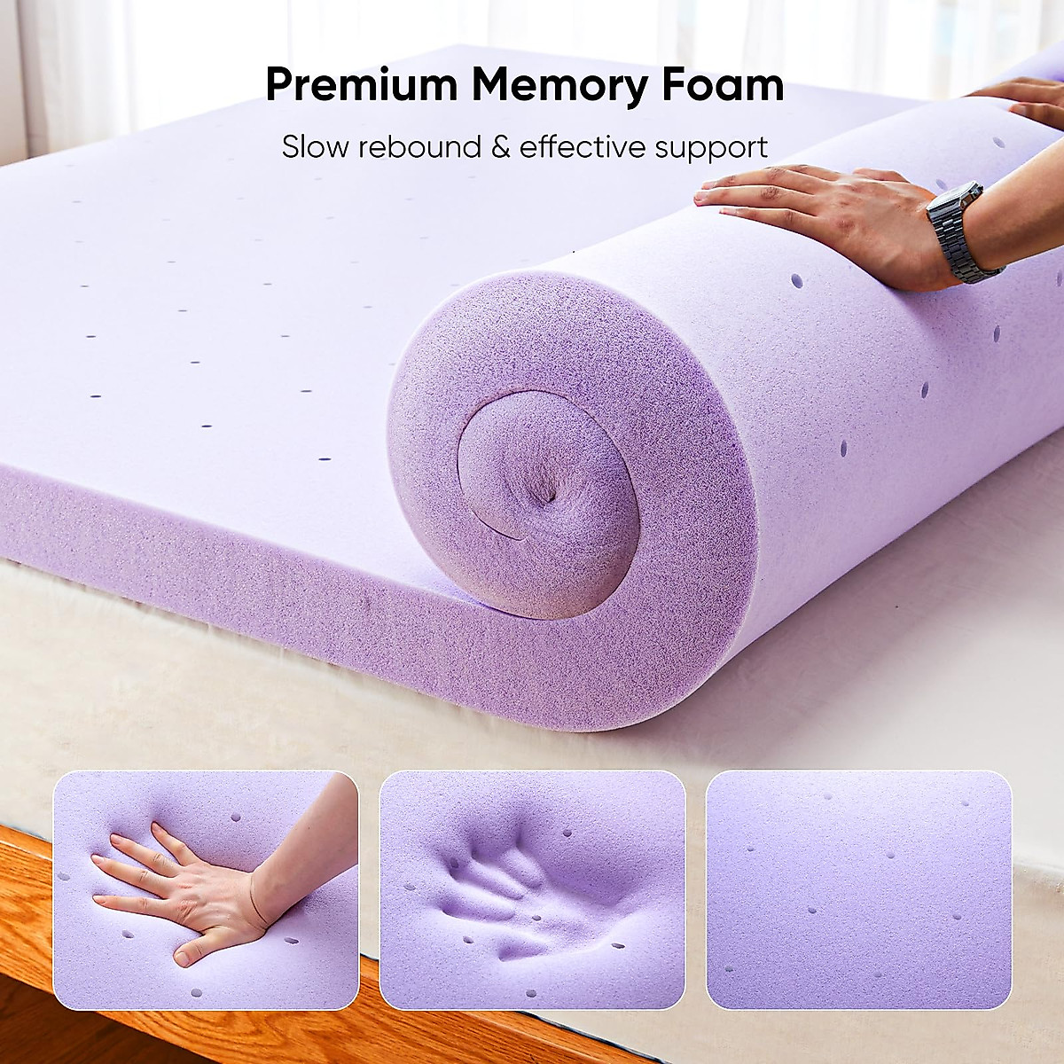 Marsail 2-inch Twin XL Memory Foam Mattress Topper with Lavender Scent, Gel Infused Cooling Mattress Topper, Soft Mattress Topper for Sleeper Sofa, RV, Camper, CertiPUR-US Certified