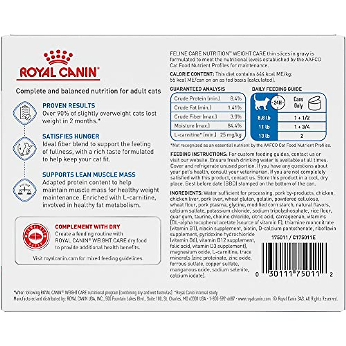 Royal Canin Feline Weight Care Thin Slices in Gravy Canned Adult Wet Cat Food, 3 oz can (6-pack)