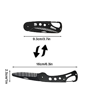 baixikly Stainless Steel Folding Beard Comb For Men, Mustache Comb Multifunctional Pocket Beard for Men Beard Mustache Stylin