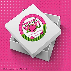 Pink Watermelon Birthday Party Thank You Sticker Labels, 40 2" Party Circle Stickers by AmandaCreation, Great for Party Favors, Envelope Seals & Goodie Bags